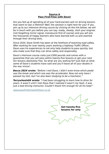 Functional Skills Reading Walkthrough P1 | Teaching Resources