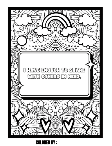 Donation Station Positive Affirmations & Mindset Growth Coloring Pages ...