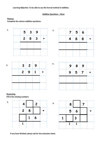 Column Addition Interview Lesson Y3/4 | Teaching Resources