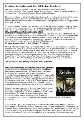 Jewish Resistance to the Holocaust | Teaching Resources