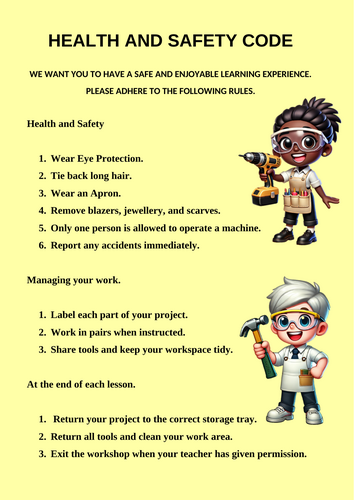 Health & Safety poster (DT Workshop) | Teaching Resources