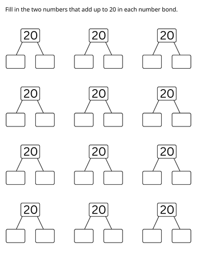 printable number bonds to 20 practical activities - number bonds to 20 ...