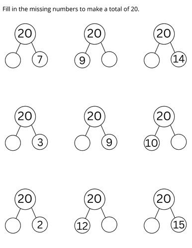 printable number bonds to 20 practical activities - number bonds to 20 ...