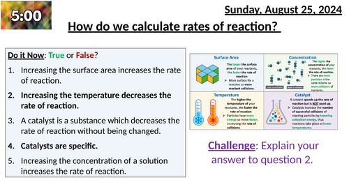 Calculating Rates of Reaction (AQA Chemistry FT) | Teaching Resources