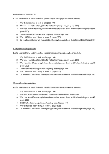 The Chancery Lane Conspiracy Chapter 18 + 19 Comprehension Questions ...