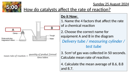 Catalysts - AQA GCSE Chemistry - Rates of Reactions | Teaching Resources