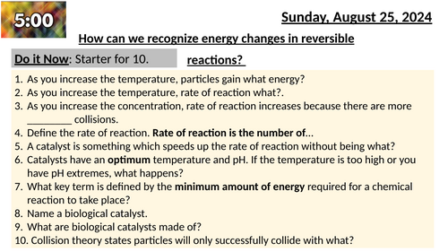 Reversible Reactions - Rates of Reaction - AQA GCSE Chemistry ...