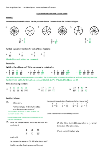Equivalent Fractions Worksheet | Teaching Resources
