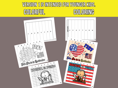 Spanish U.S. Constitution Day Agamograph Art Coloring Activities ...