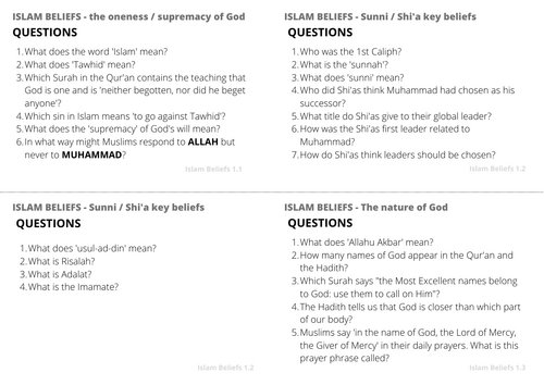 Religious Studies Q&A Flashcards - Christianity/Islam | Teaching Resources
