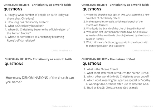 Religious Studies Q&A Flashcards Christianity | Teaching Resources