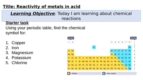 KS3 Metals and acid reactivity | Teaching Resources