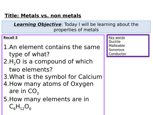KS3 Metal properties and boiling points | Teaching Resources