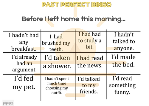 Past Perfect Bingo - ESL Classroom Game | Teaching Resources