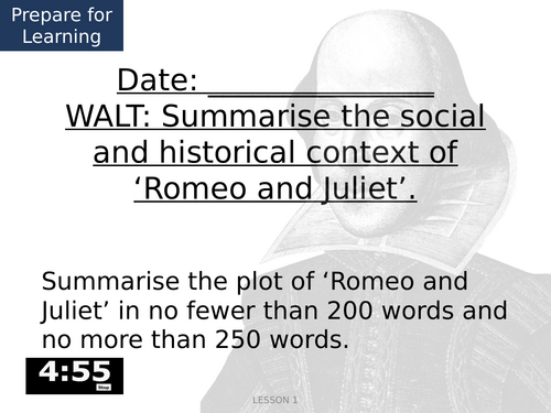 Romeo and Juliet Lesson 1 context and introduction lesson | Teaching ...