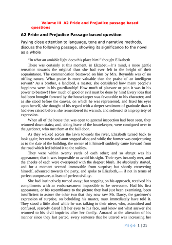 CIE Pride and Prejudice 55 x passage based questions with texts ...