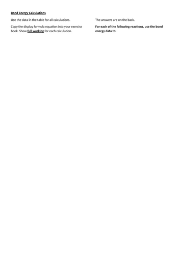 Bond Energy Calculations lesson powerpoint | Teaching Resources