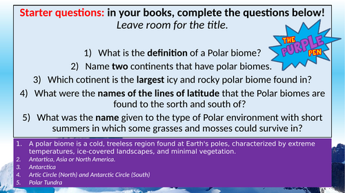 KS3 Geography Polar biomes and environments SoW Artic & Antarctica 11 ...