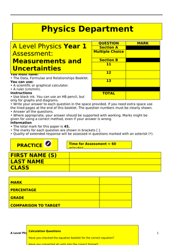 OCR A-Level Physics Assessment: Measurements and Uncertainties ...