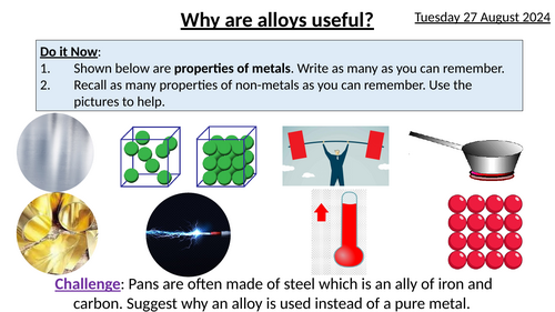 Alloys KS4 (AQA GCSE Chemistry) Visual Lesson | Teaching Resources