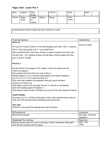 Tag Rugby Skills Yr2 | Teaching Resources