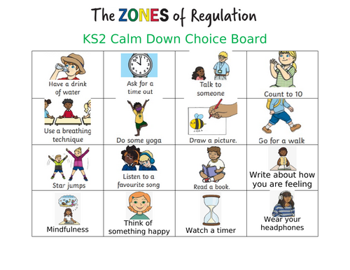 Calm Down Choice Boards EYFS/KS1/KS2 (editable) | Teaching Resources