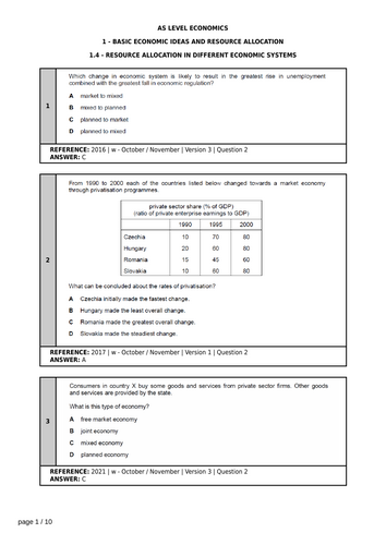 2024-25 CIE AS Economics (9708) UNIT 1 Basic Economic Ideas and ...