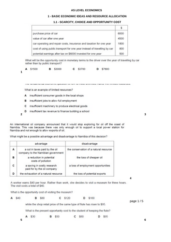 2024-25 CIE AS Economics (9708) UNIT 1 Basic Economic Ideas and ...