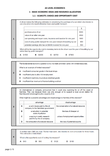 2024-25 CIE AS Economics (9708) UNIT 1 Basic Economic Ideas and ...