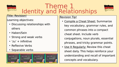 GERMAN GCSE AQA: Revision Activities Family/Relationships | Teaching ...