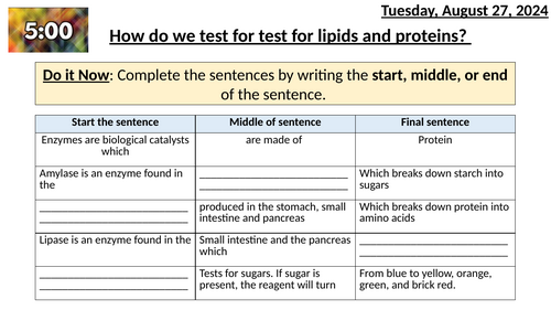 Food Tests - Carbohydrates and Lipids (AQA GCSE Biology) | Teaching ...