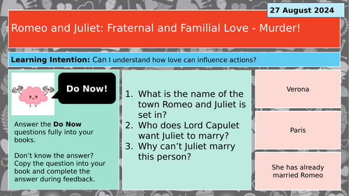 Romeo and Juliet KS3 Scheme of Work | Teaching Resources