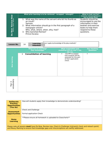 Romeo and Juliet KS3 Scheme of Work | Teaching Resources