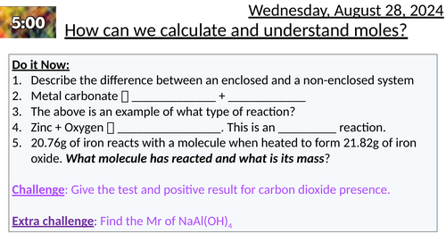 Moles - Basic Introduction and Scaffold (AQA GCSE Quantitative Chemistry) | Teaching Resources