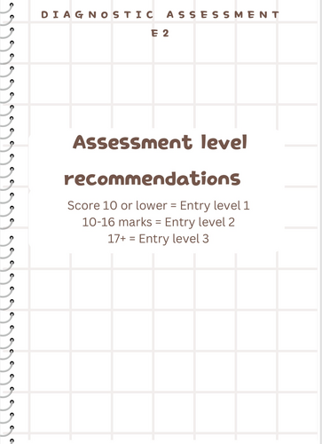 E2 Diagnostic Assessment | Teaching Resources