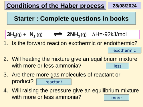 Haber Process economics lesson powerpoint | Teaching Resources