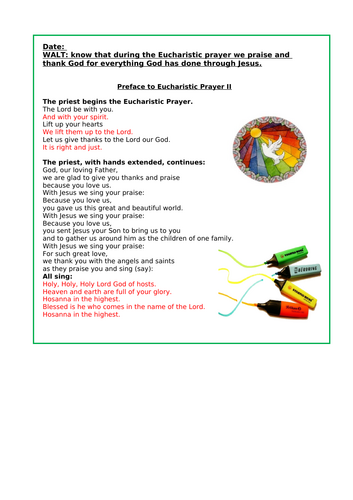 Eucharistic Prayer Lesson | Teaching Resources