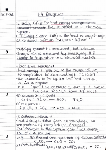 AQA Chemistry A level Energetics A* Notes (FULL TOPIC) | Teaching Resources