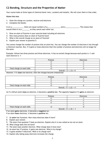 AQA GCSE Chemistry - Bonding, Structure and the Properties of Matter ...