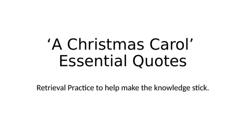 A Christmas Carol Quotes Work Booklet & Retrieval Practice PPT ...