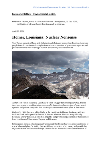 ESS Higher Level Extension Lens – Subtopic HL.a Environmental Law ...