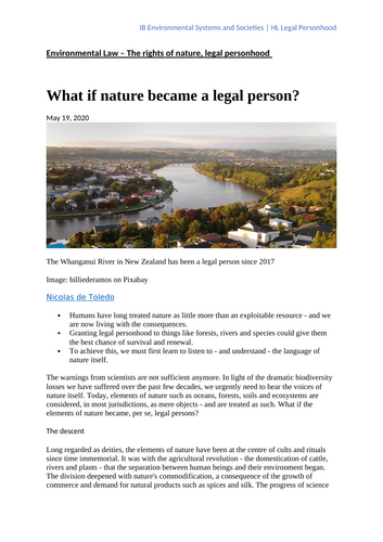 ESS Higher Level Extension Lens – Subtopic HL.a Environmental Law ...