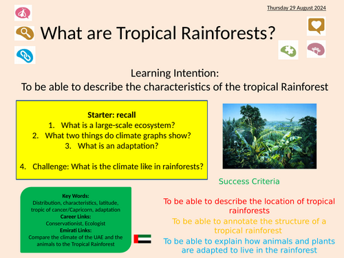 KS3 Ecosystems - What is a tropical rainforest | Teaching Resources