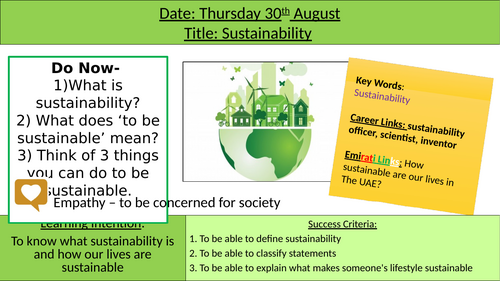 KS3 Sustainability introduction lesson | Teaching Resources