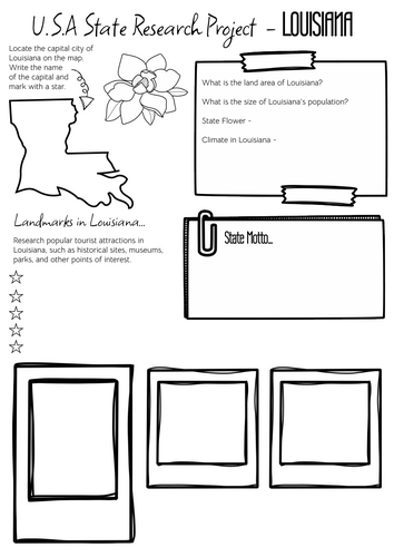 (LOUISIANA) USA STATE RESEARCH PROJECT - PAPER VERSION | Teaching Resources
