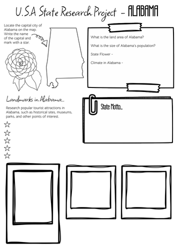 (ALABAMA) USA STATE RESEARCH PROJECT - PAPER VERSION | Teaching Resources