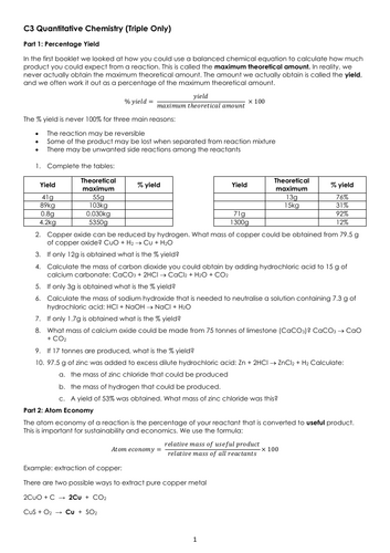 AQA GCSE Chemistry - Quantitative Chemistry (Separates Content ...