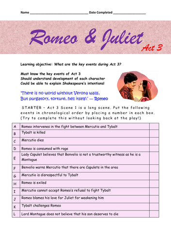 Romeo & Juliet (Foundation Level) | Teaching Resources
