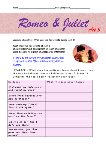 Romeo & Juliet (Foundation Level) | Teaching Resources