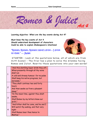 Romeo & Juliet (Foundation Level) | Teaching Resources